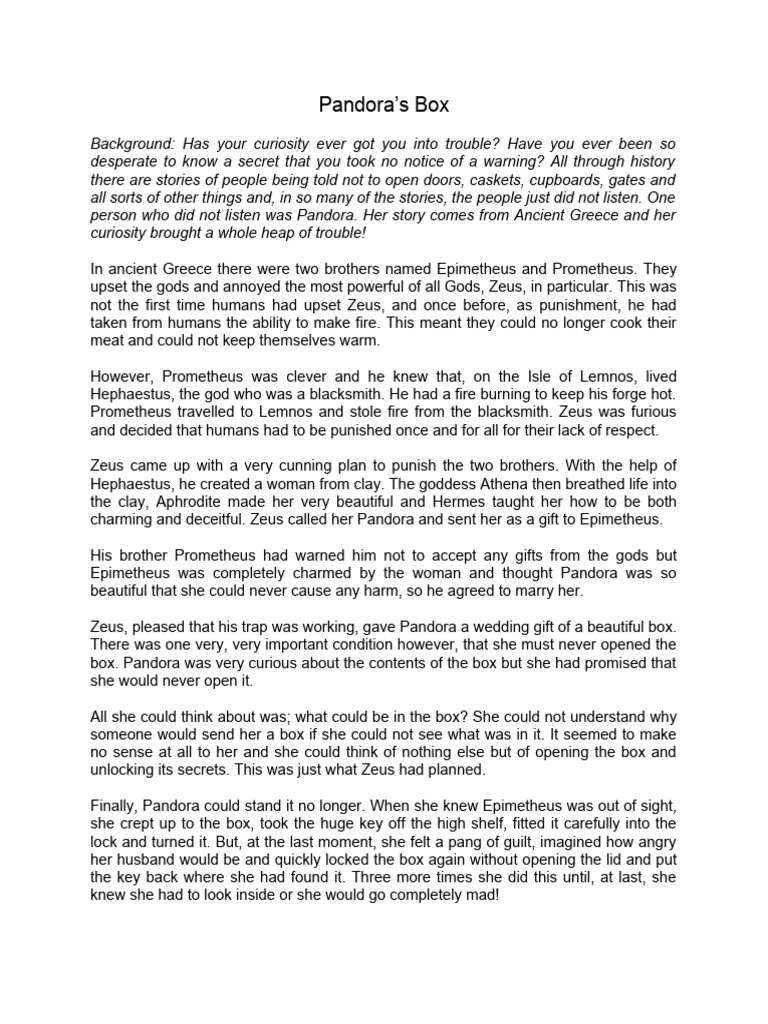 Pandora's Box | PDF | Prometheus