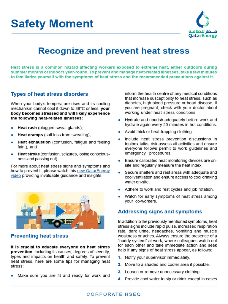 Safety Moment - Heat Stress - 2024 - Guidelines - V06 | PDF ...