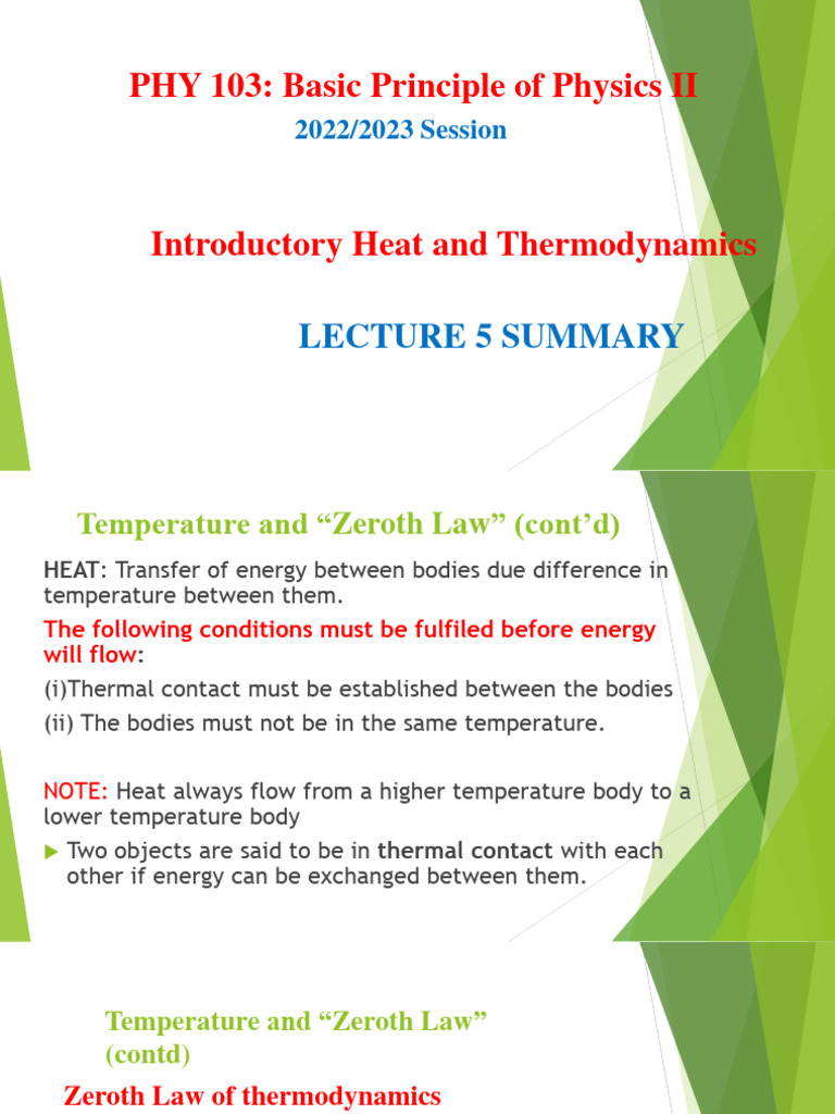 PHY 103 Lecture 5 | Download Free PDF | Temperature | Thermometer
