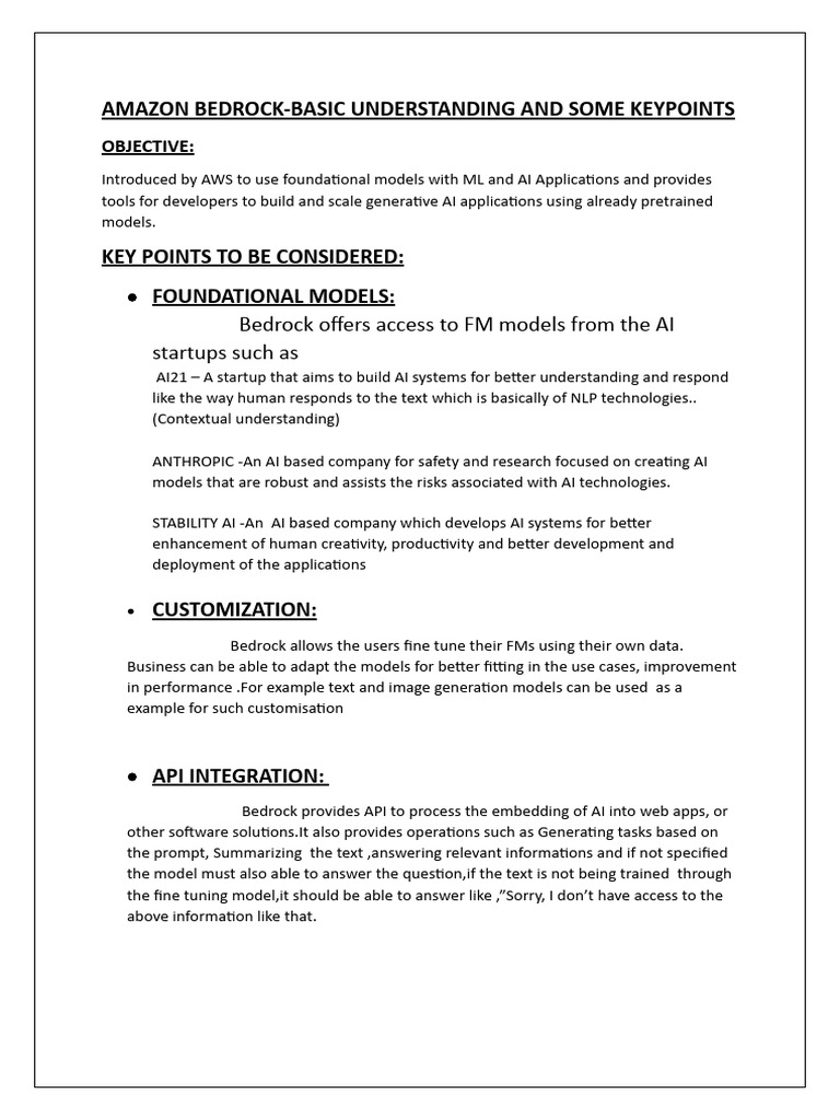 Bedrock Doc 1 | PDF | Artificial Intelligence | Intelligence (AI) & Semantics