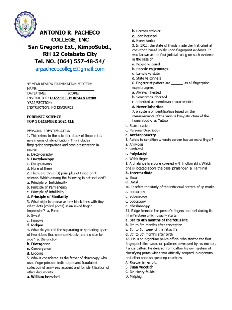 Forensic Fingerprint Identification Exam | PDF | Fingerprint | Camera