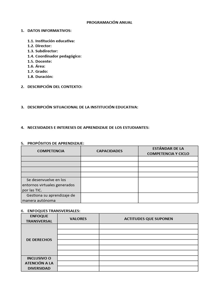 01 Programacion Anual Ok | PDF | Aprendizaje | Cognición