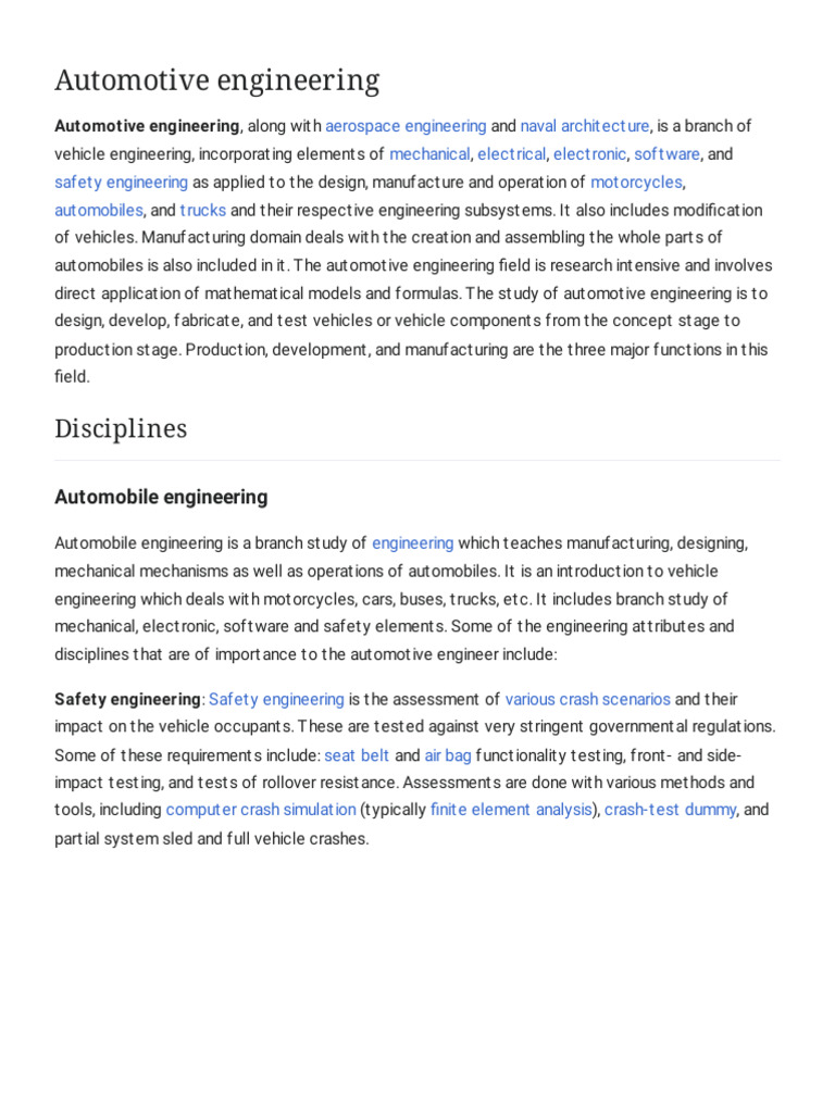 Automotive Engineering - Wikipedia | PDF | Exhaust Gas | Mechatronics