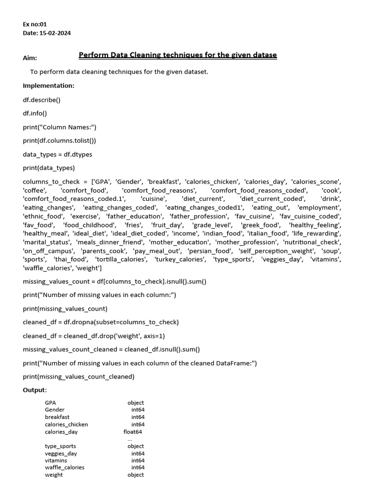 Data Mining Lab Record | PDF | Descriptive Statistics