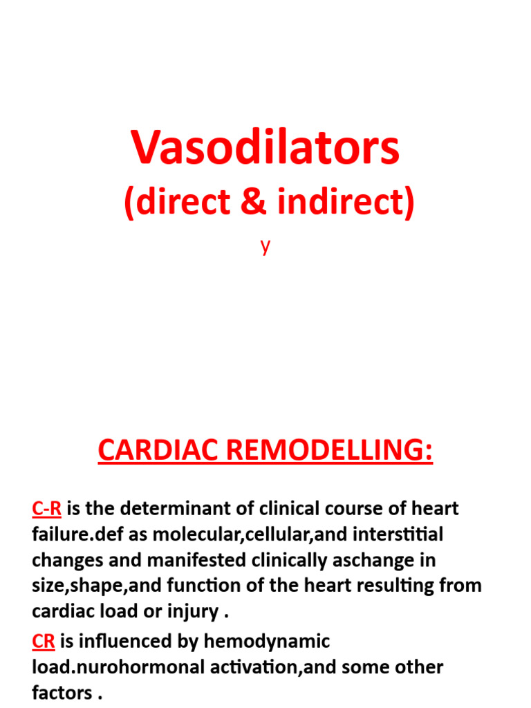 Vasodilators (Direct & Indirect) | PDF | Vasodilation | Medical Specialties