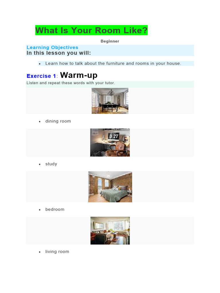 Describing Rooms and Furniture | PDF | Bedroom | Interior Design