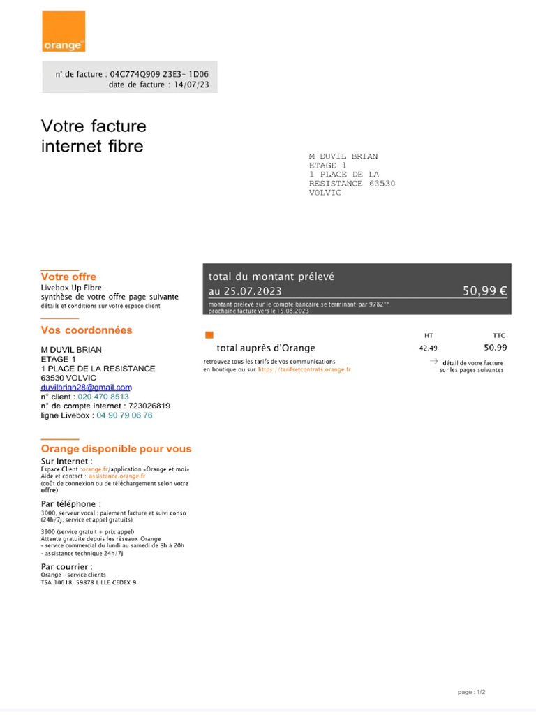 Facture Orange | PDF