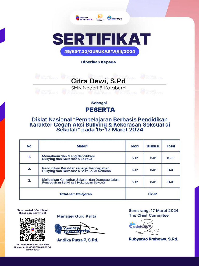 Sertifikat 32 JP Citra 01 | PDF