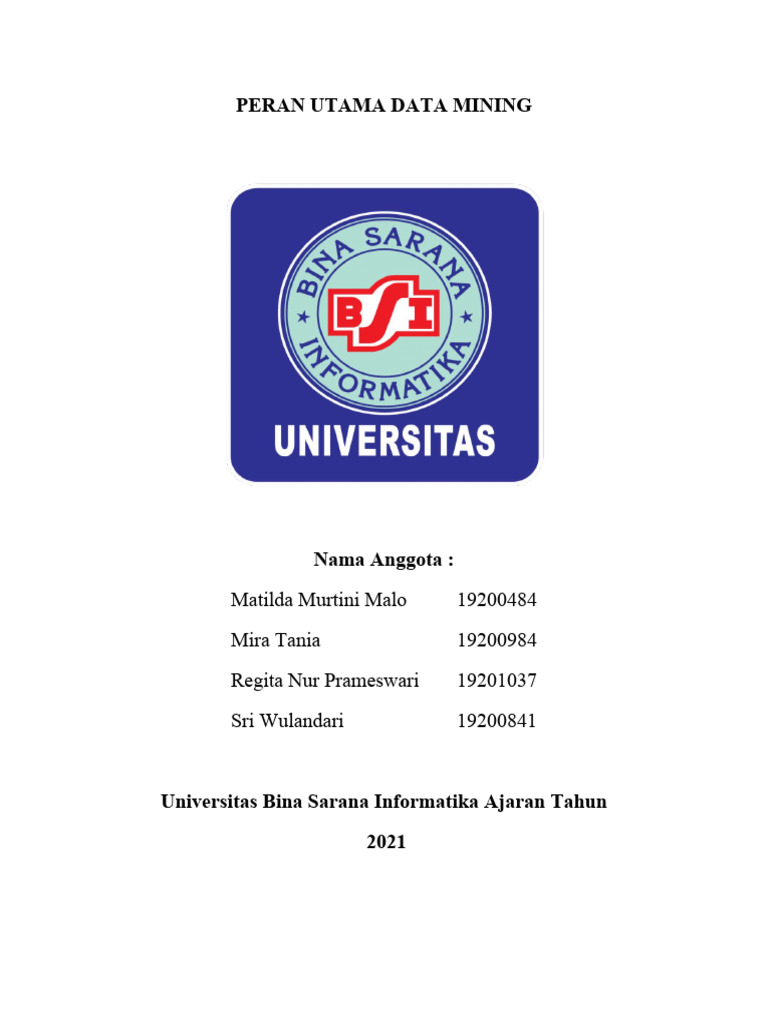 Tugas Kelompok Data Warehouse Peran Utama Data Mining | PDF