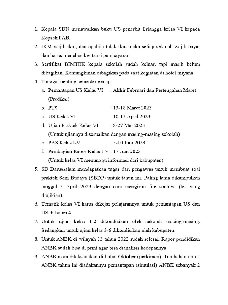 Laporan Rapat Kepsek - 10 Februari 2023 | PDF | Perjalanan