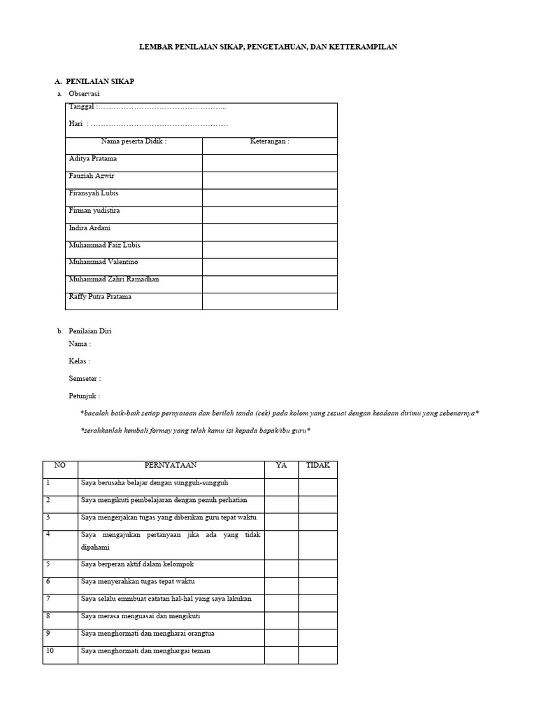 Penilaian Sikap, Pengetahuan Dan Keterampilan | PDF | Karier & Perkembangan