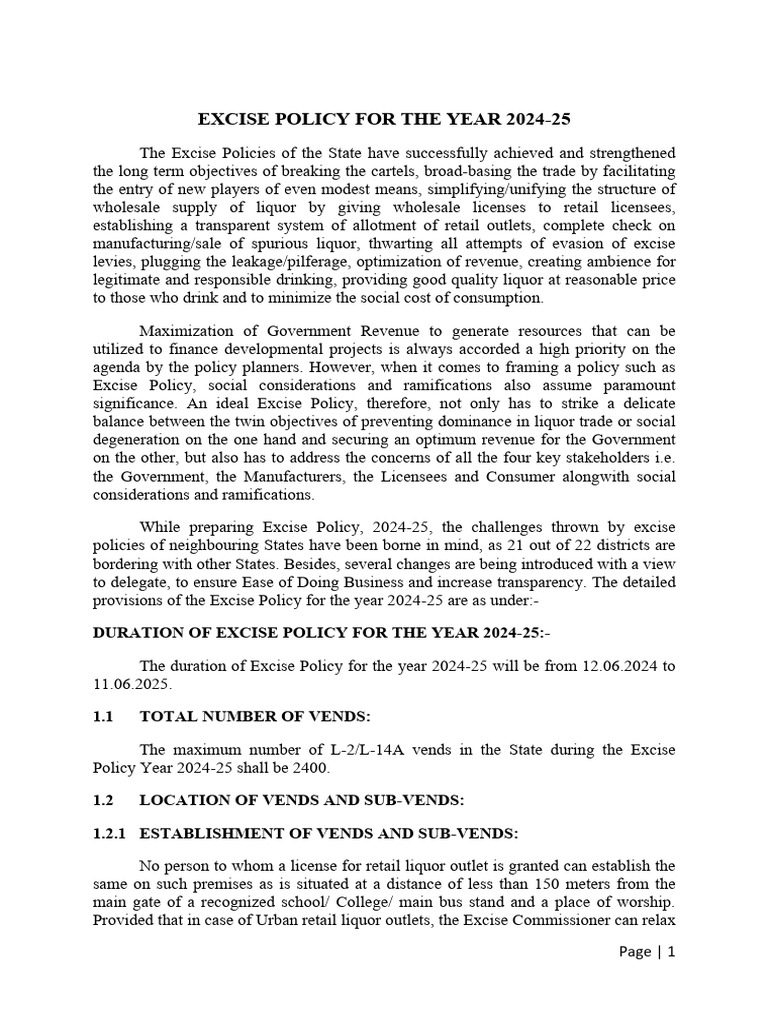 ExcisePolicy2024 25 Excise Policy 2024 25 | PDF | License | Excise