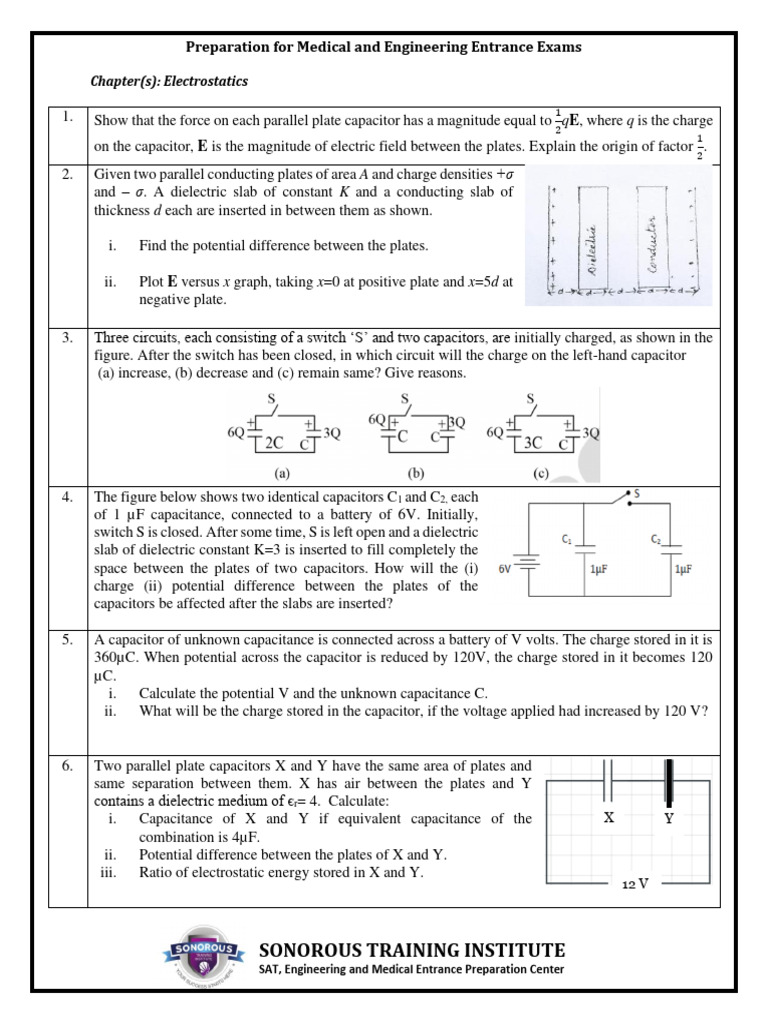 Electric Potential & Capacitance - Rev Pract-1 | PDF | Capacitor | Capacitance