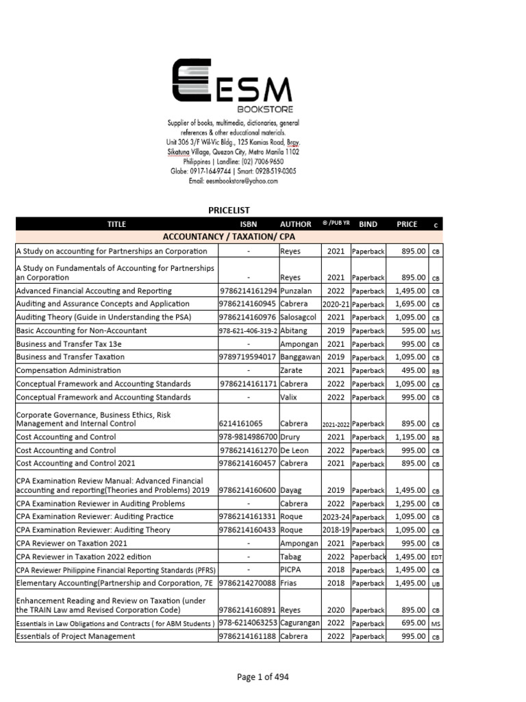 EESM BOOKSTORE-Books Pricelist As of January 18.2023 | PDF | Forensic ...