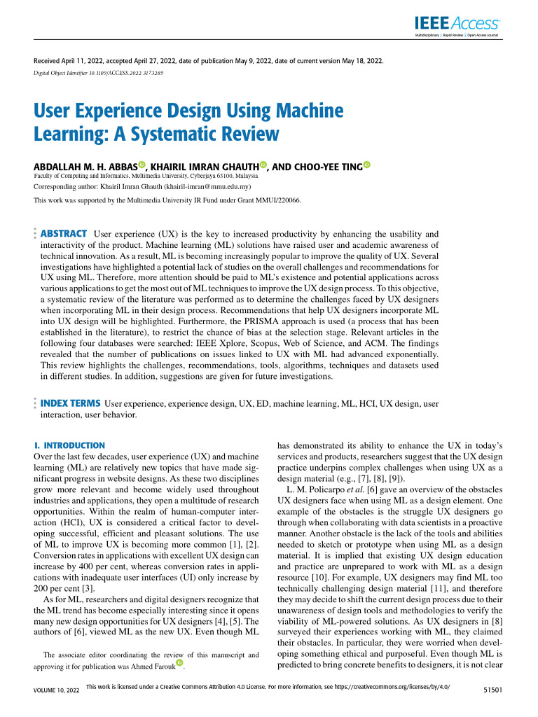 User Experience Design Using Machine Learning A Systematic Review | PDF | Machine Learning ...