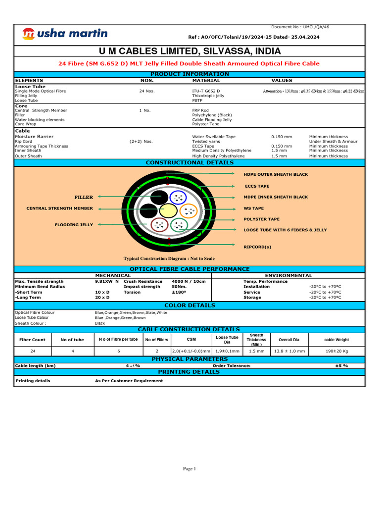 Datasheet OFC | Download Free PDF | Optical Fiber | Polyethylene