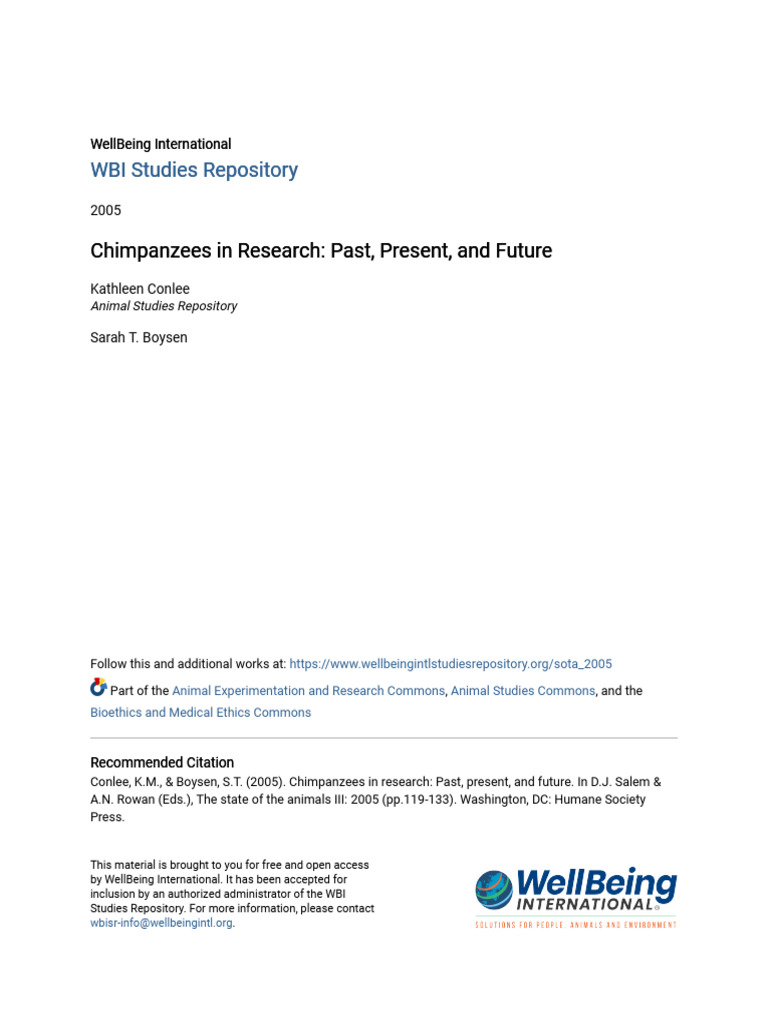 Chimpanzees in Research - Past Present and Future | PDF | Chimpanzee | Hiv