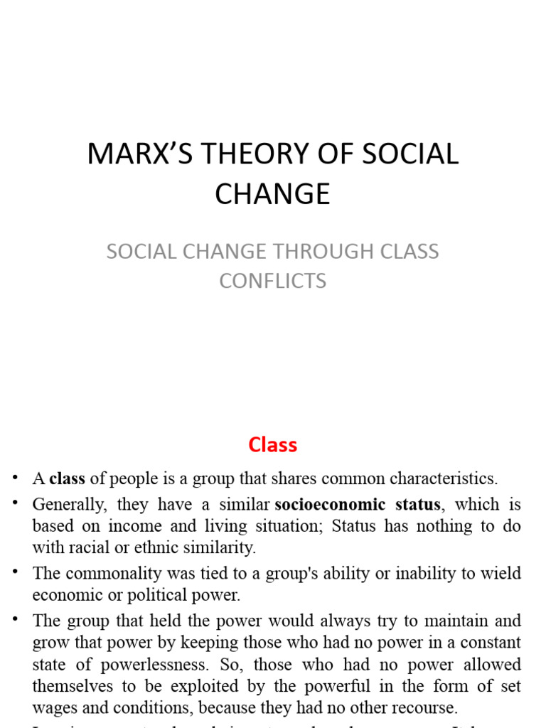 MARX’S THEORY OF SOCIAL CHANGE | PDF | Exploitation Of Labour | Working ...