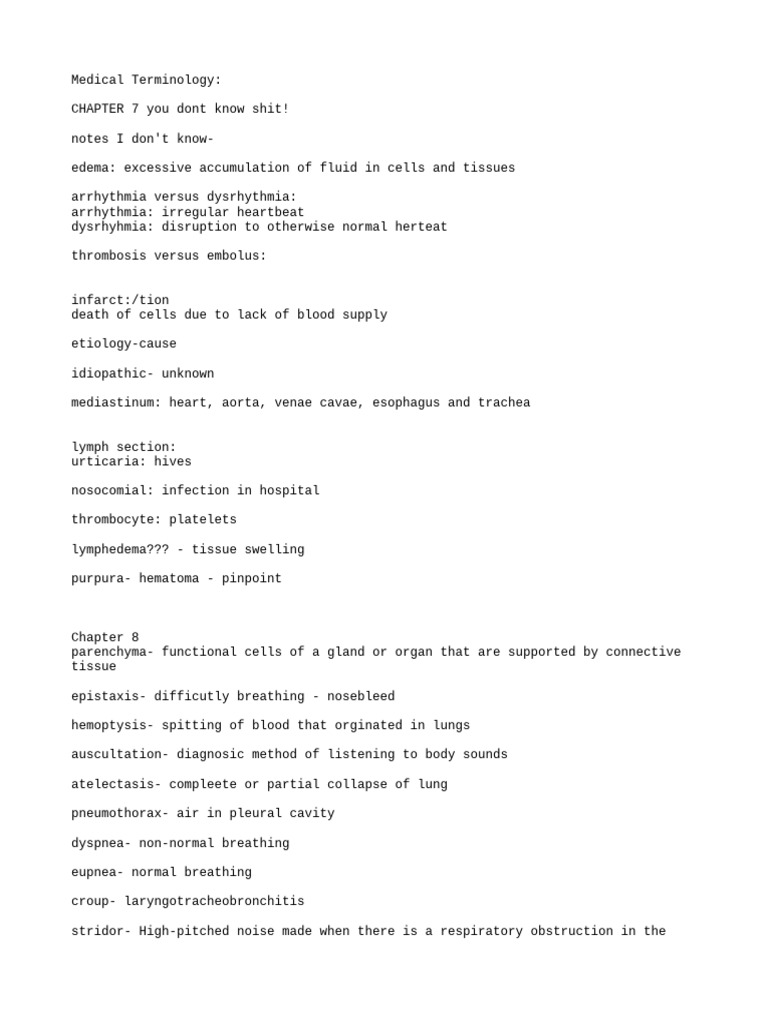 Notes From Med Term | PDF | Home & Garden | Science & Mathematics