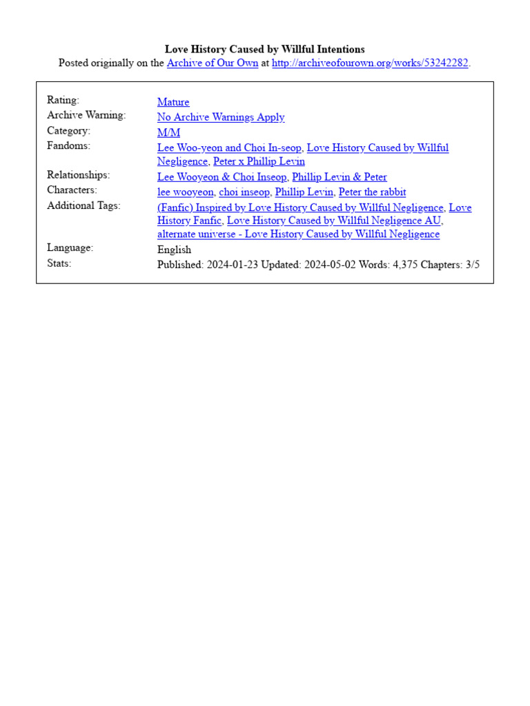 Love History: Willful Intentions | PDF