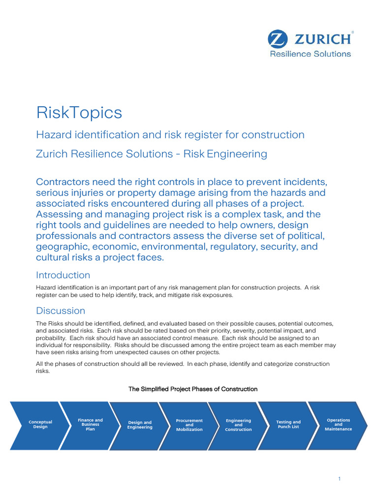 Hazard Identification and Risk Register RT | PDF | Risk | Risk Management