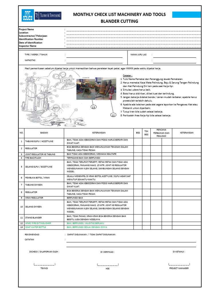Form Checklist Cutting Blender | PDF
