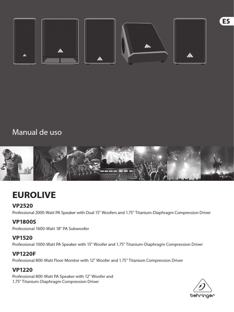 Manual BEHRINGER VP2520 | PDF | Altoparlante | Enchufes y tomas de ...