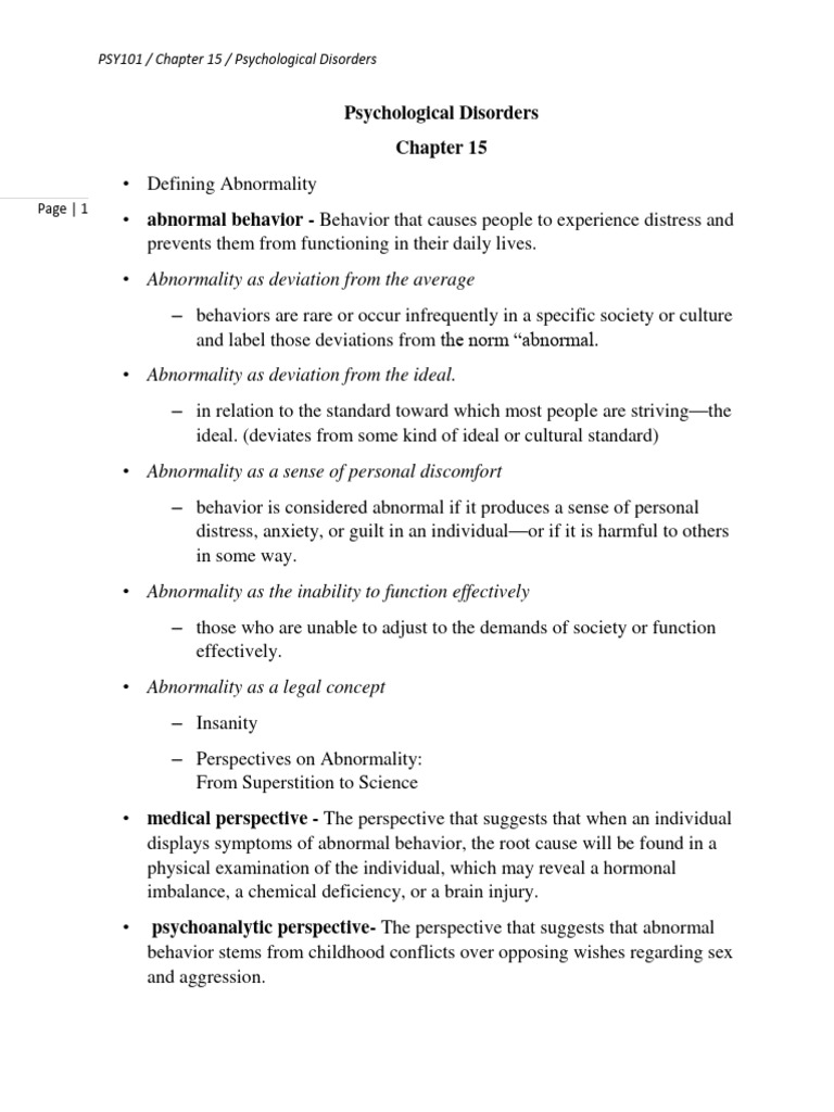 PSY 101 NSU SFD Chapter 15 | PDF | Diagnostic And Statistical Manual Of ...