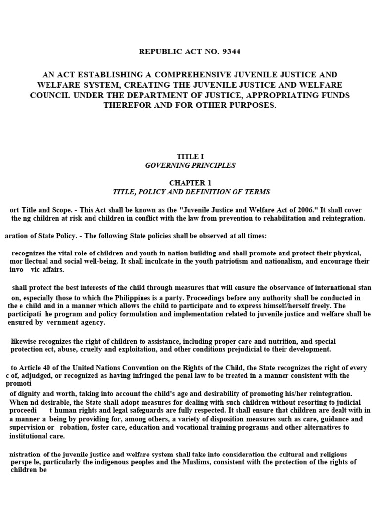 RA 9344 - Juvenile Justice Law | PDF | Detention (Imprisonment) | Bail
