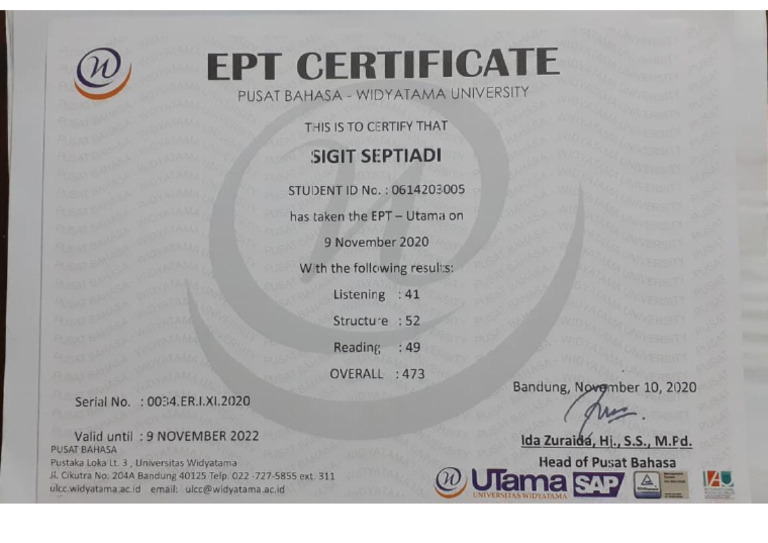 EPT CERTIFICATE | PDF