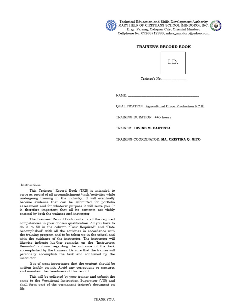 Trainee'S Record Book | PDF | Learning | Negotiation