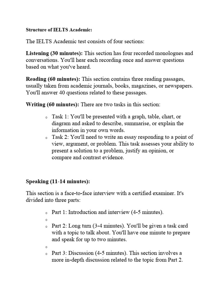 Structure of IELTS Academic | PDF