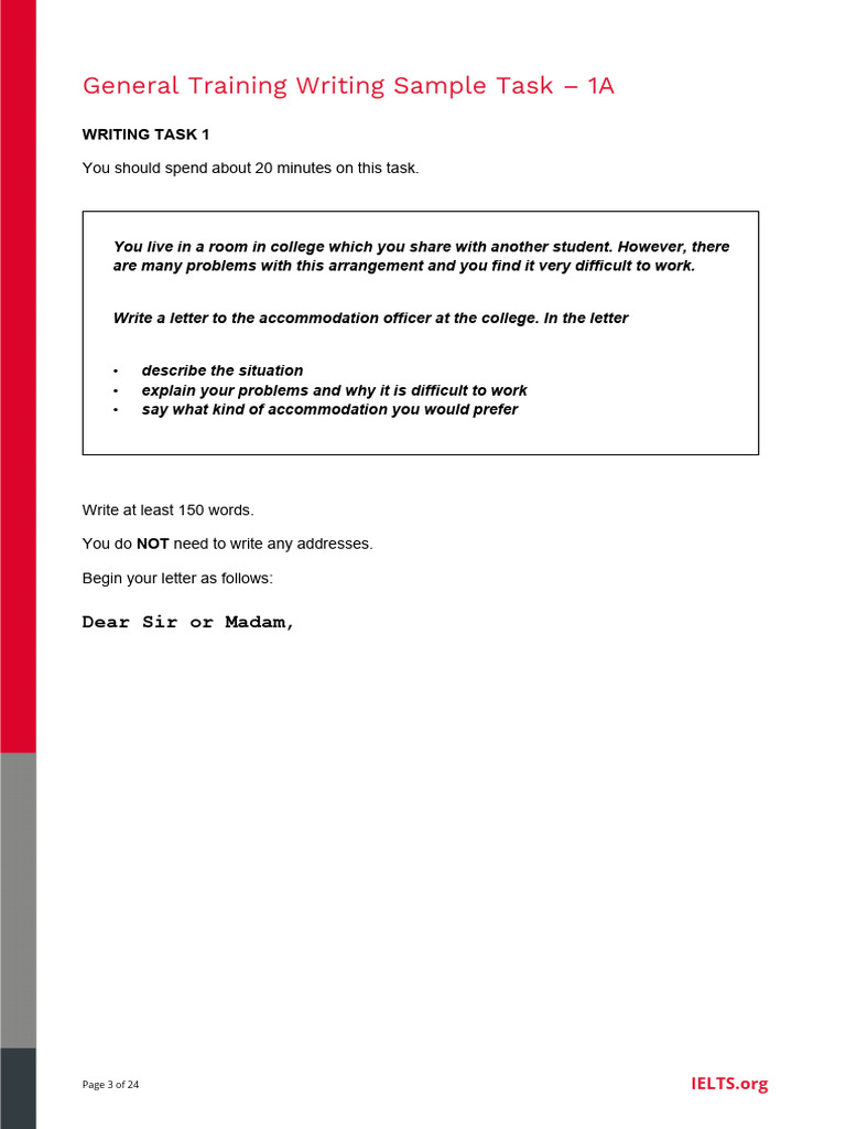 IELTS General Training Writing - Sample Tasks | PDF