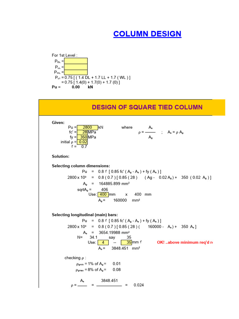 Column Foundation Design | PDF | Reinforced Concrete | Composite Material