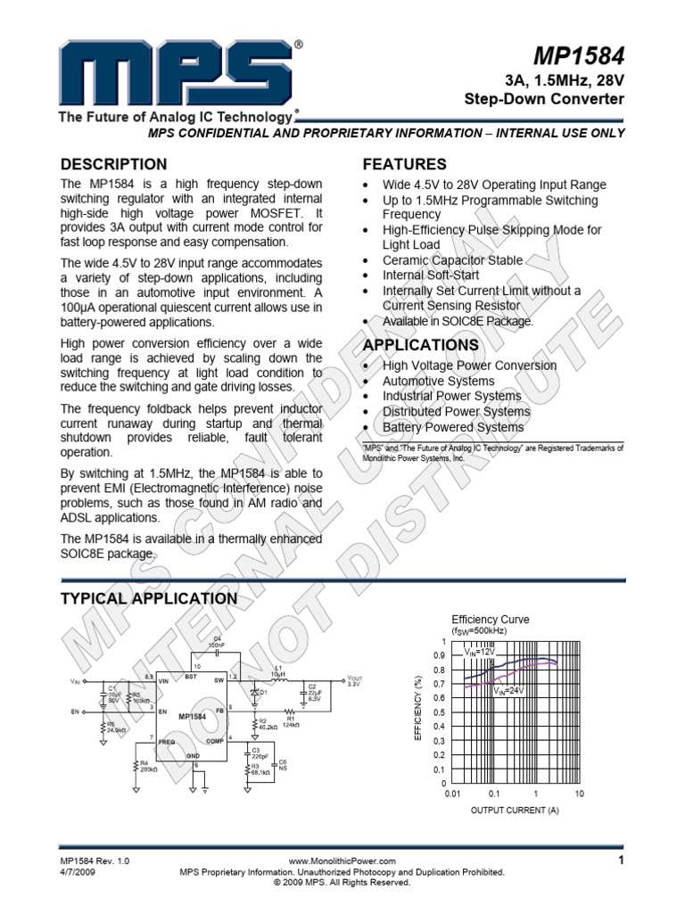MP1584EN Datasheet | PDF | Capacitor | Electromagnetism