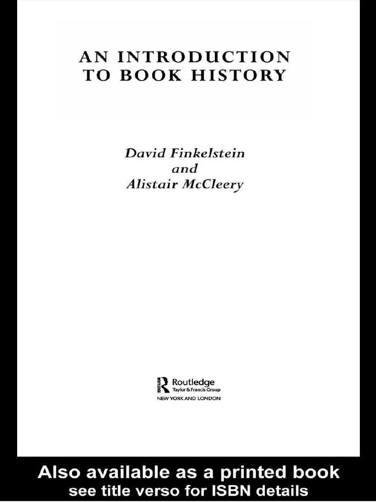 AN INTRODUCTION TO BOOK HISTORY | PDF