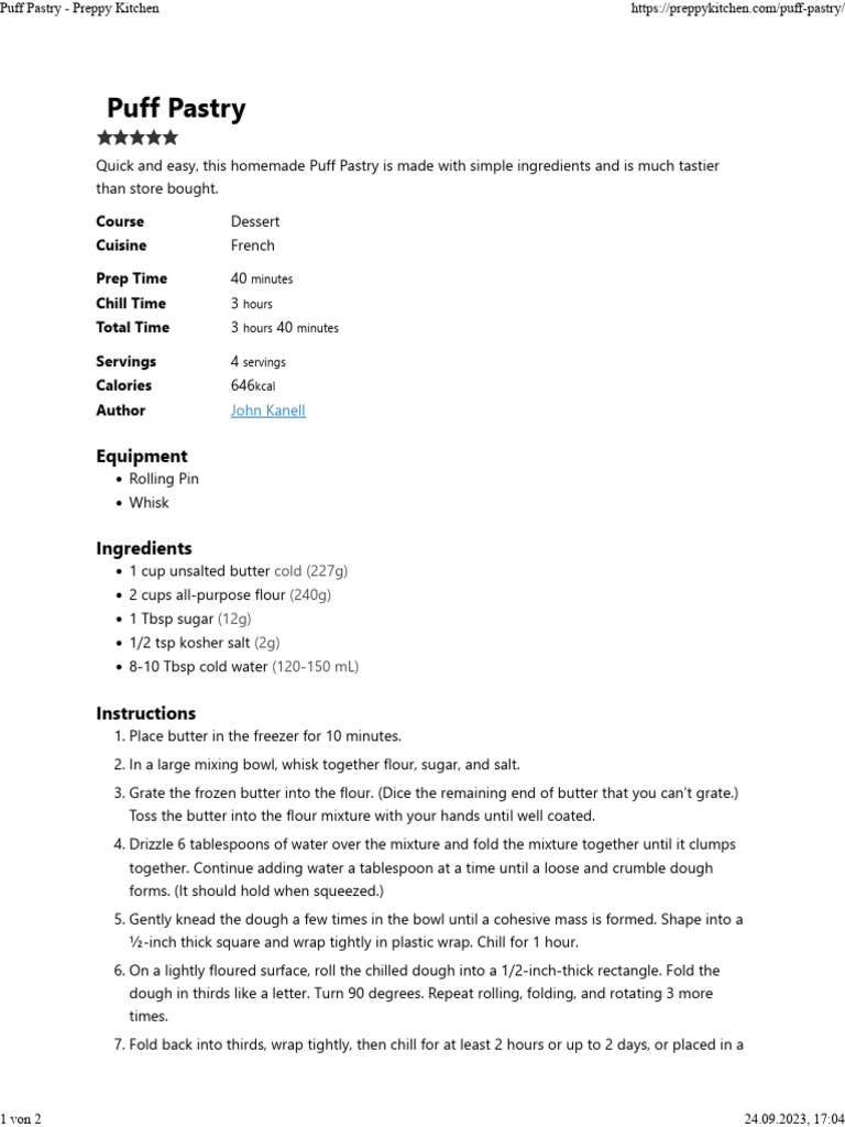 Puff Pastry - Preppy Kitchen | PDF | Fat | Dough