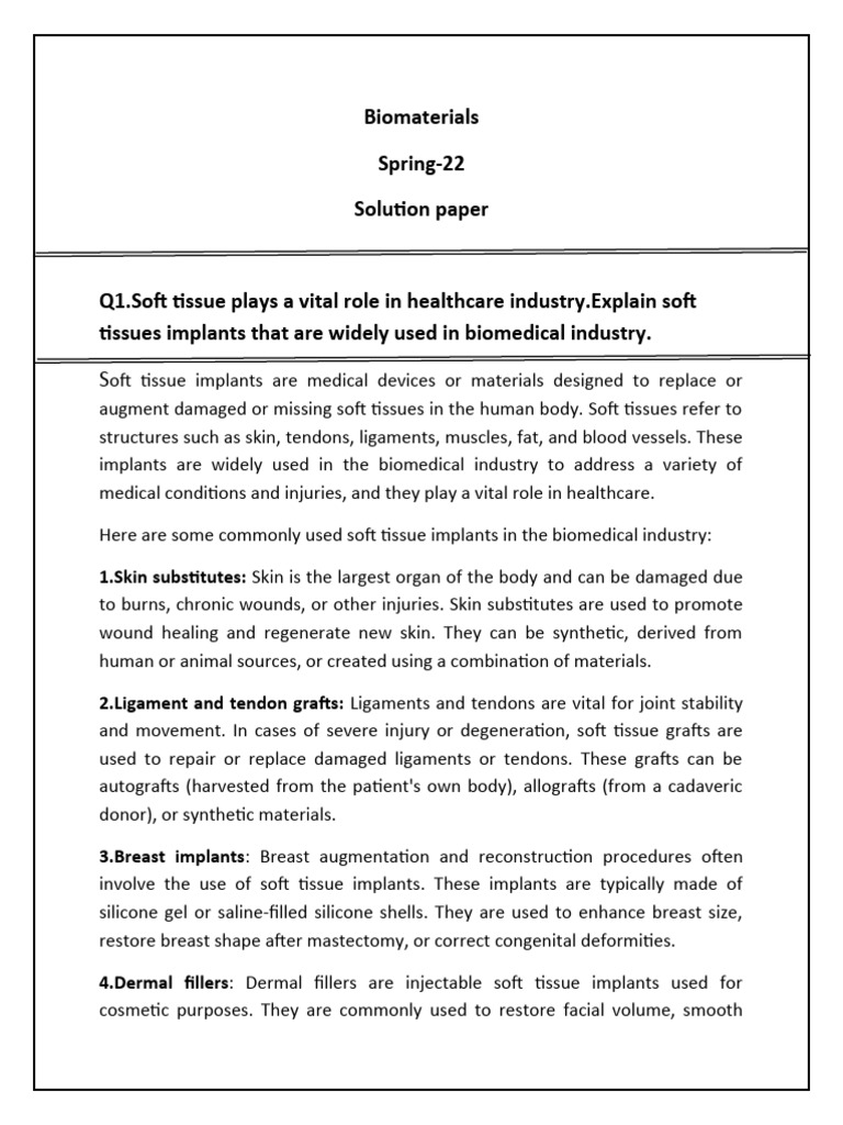 Soft Tissue Implants in Healthcare | PDF | Tissue Engineering | Biomaterial