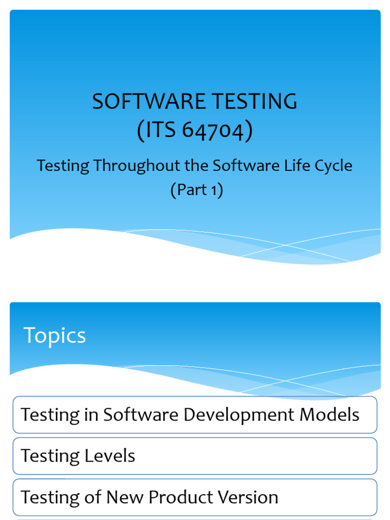 Chapter 3 - Testing Throughout The Software Life Cycle Part 1 | PDF ...