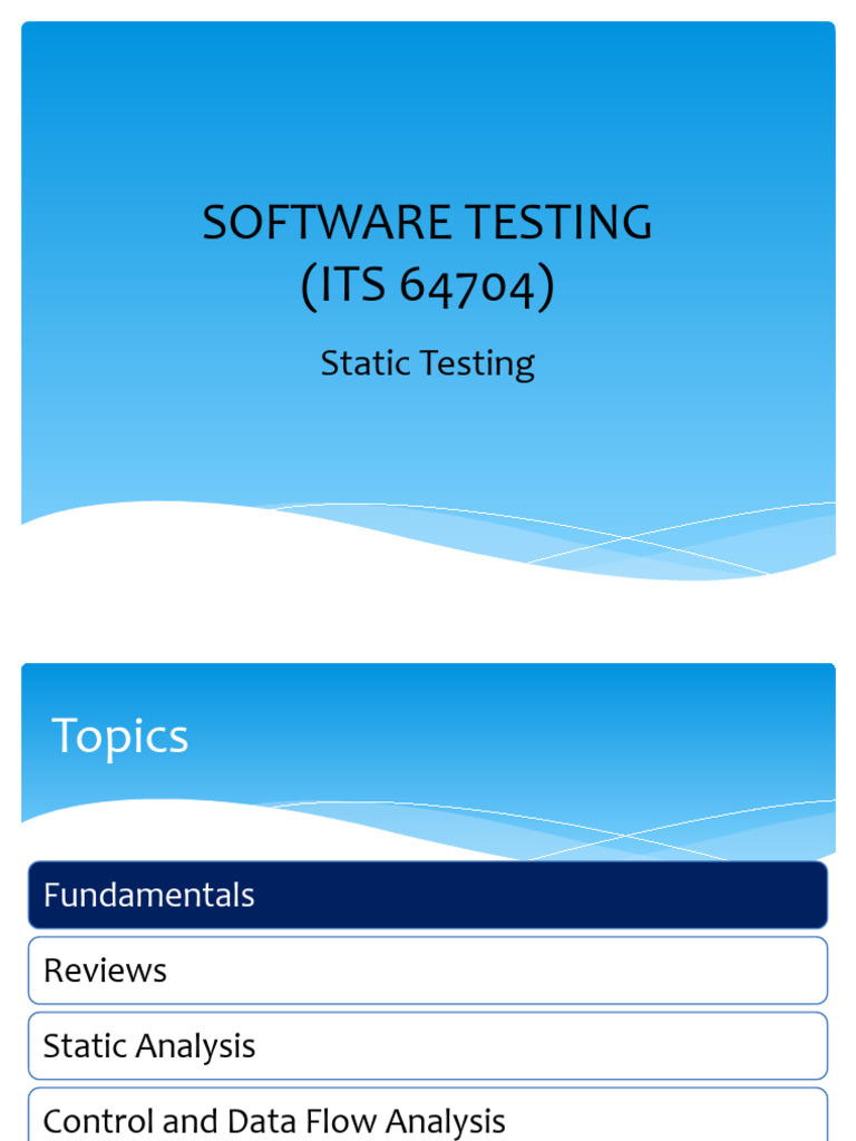 Chapter 5 Static Testingv4 Pdf Software Testing Computer Programming 6961