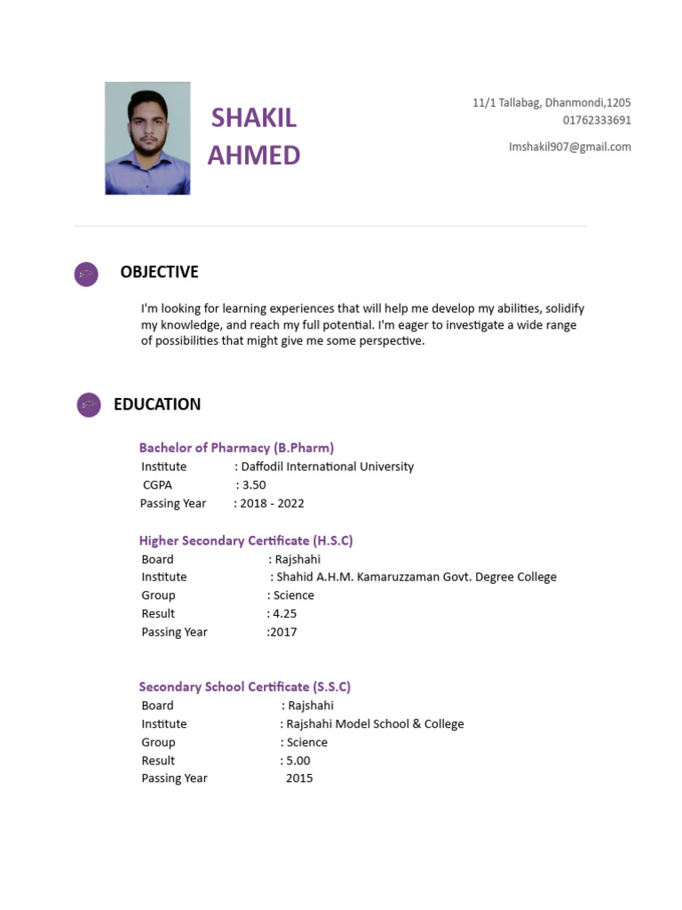 Shakil CV | PDF | Health Care | Pharmacy