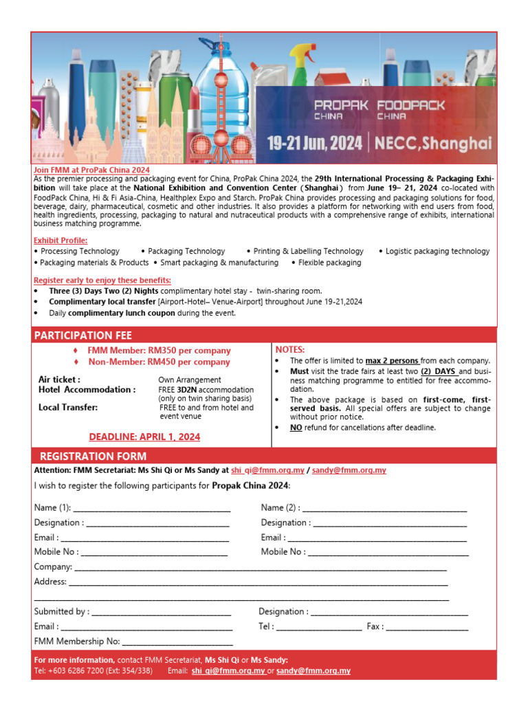 ProPak China 2024 - Registration Brochure | PDF
