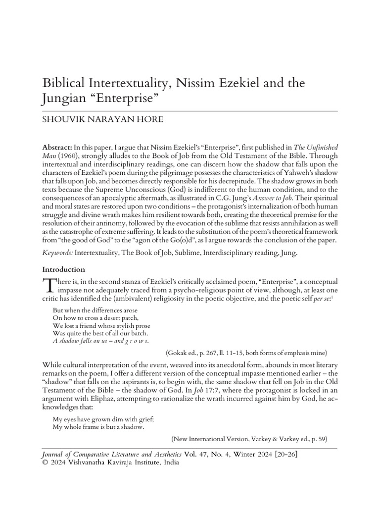 Biblical Intertextuality Nissim Ezekiel | PDF | Shadow (Psychology) | God Biblical Intertextuality Nissim Ezekiel | PDF | Shadow (Psychology) | God