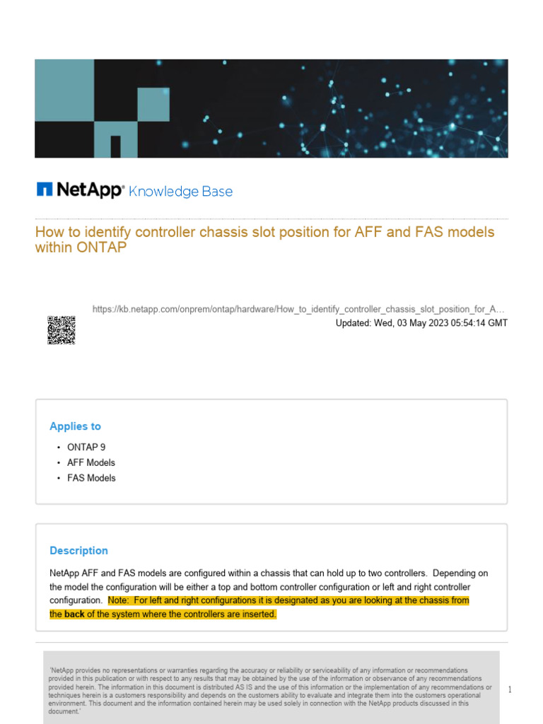 How To Identify Controller Chassis Slot Position For AFF and FAS Models ...