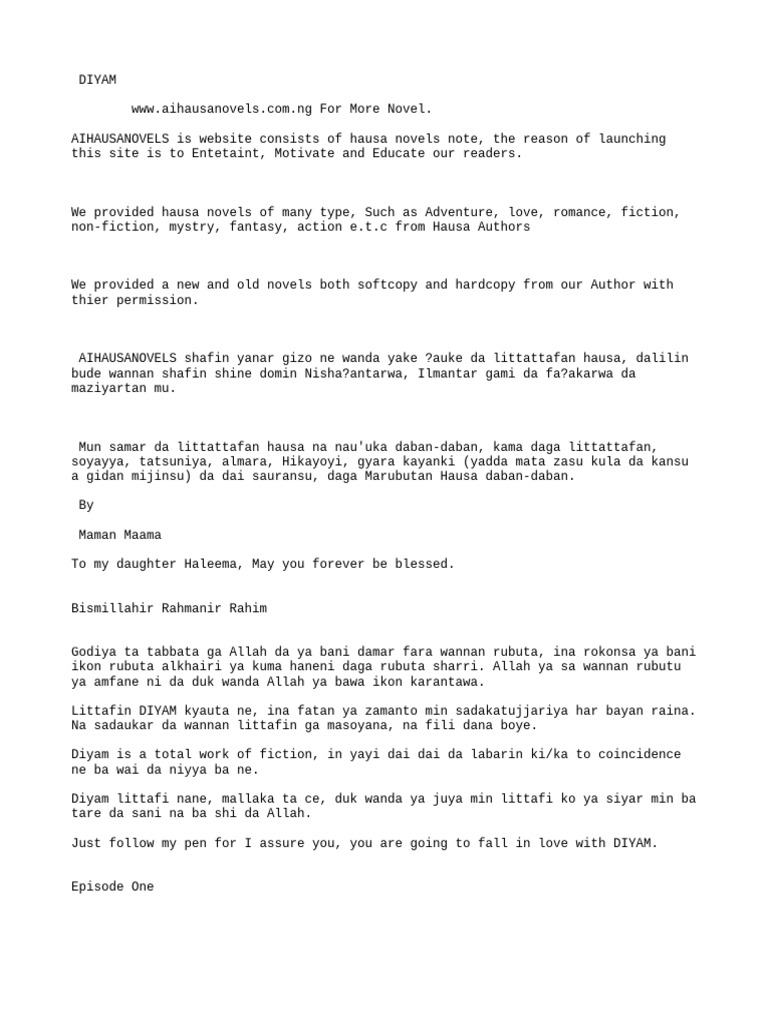 DIYAM CMPL by MAMAN MAAMA (WWW - Aihausanovels.com - NG) | PDF ...