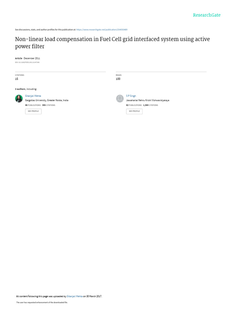 Non-Linear Load Compensation in Fuel Cell Grid Int | PDF | Power ...