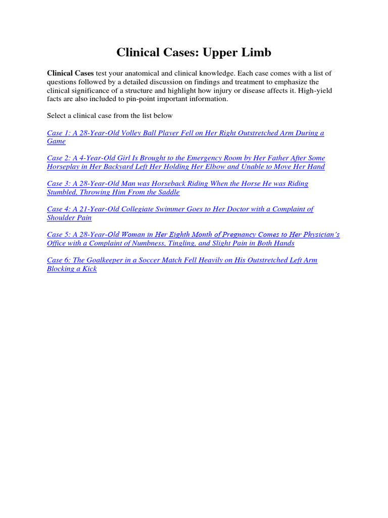 Upper Limb clinical cases | Download Free PDF | Elbow | Carpal Tunnel Syndrome