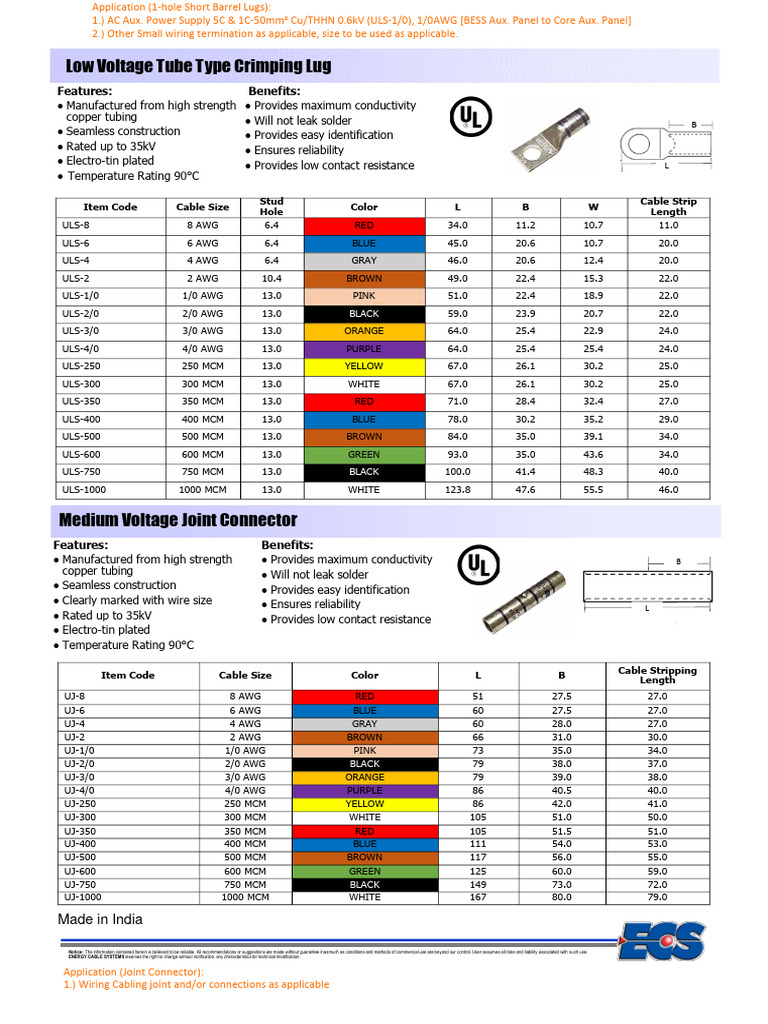 Terminal Lugs | PDF | Electrical Connector | Electrical Engineering