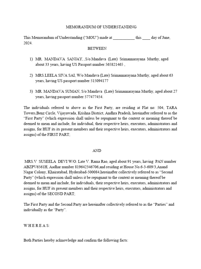 Memorandum of Understanding | PDF | Lawsuit | Private Law