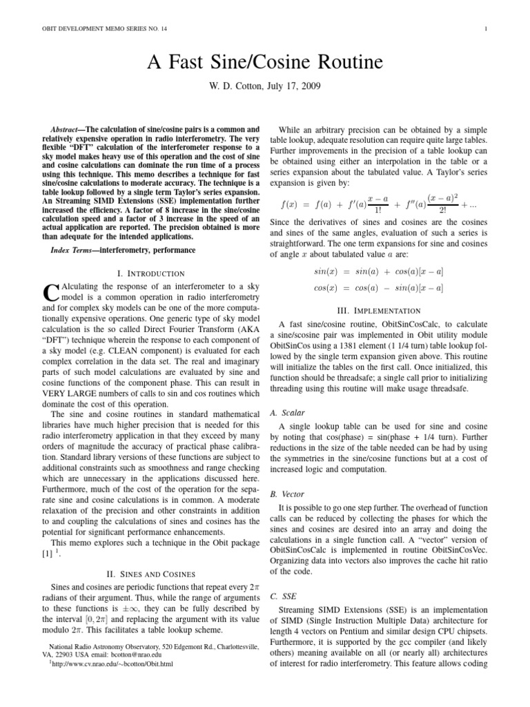 FastSine | Download Free PDF | Trigonometric Functions | Computer Science